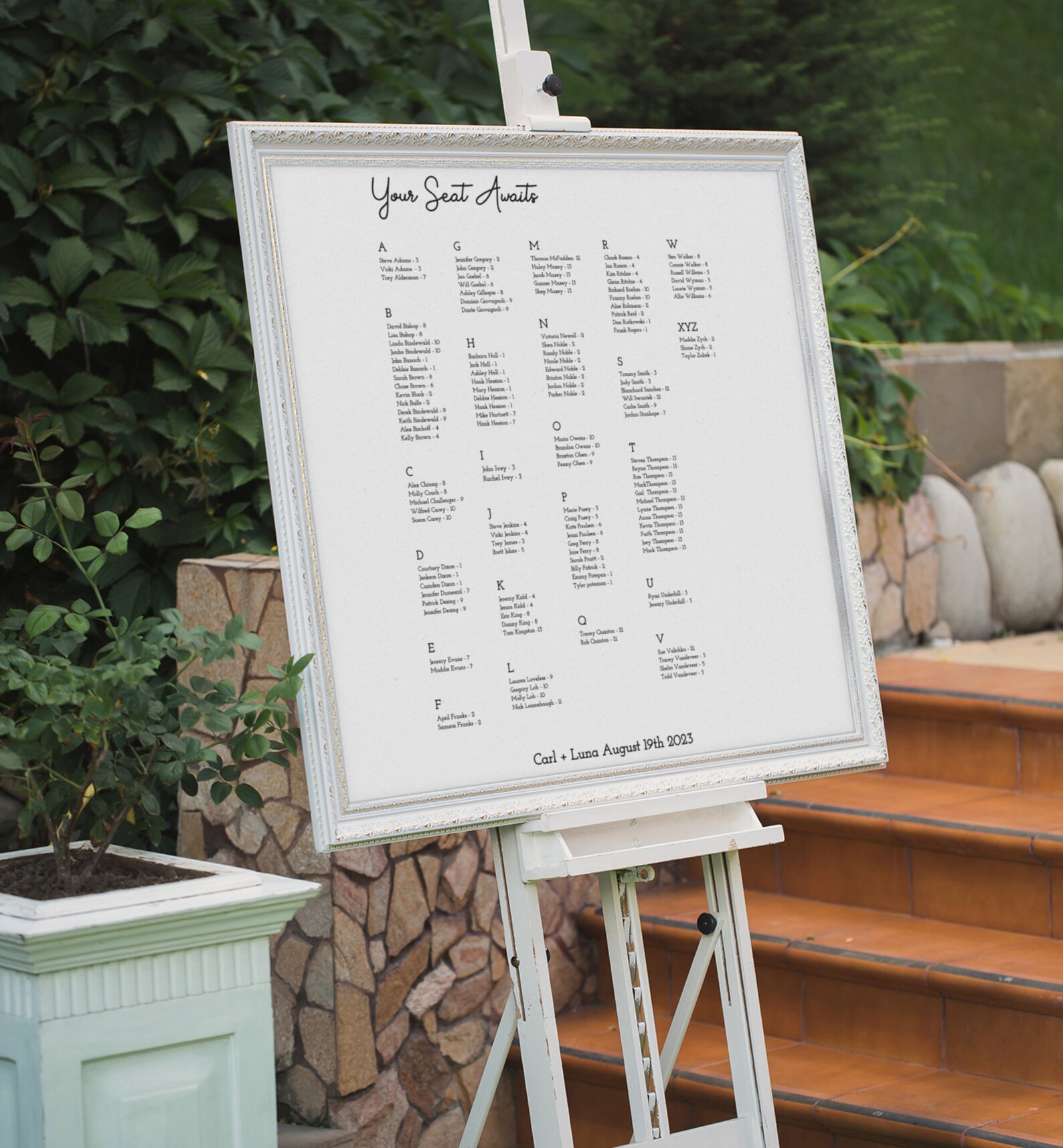 Alphabetical Wedding Seating Chart Template - Etsy