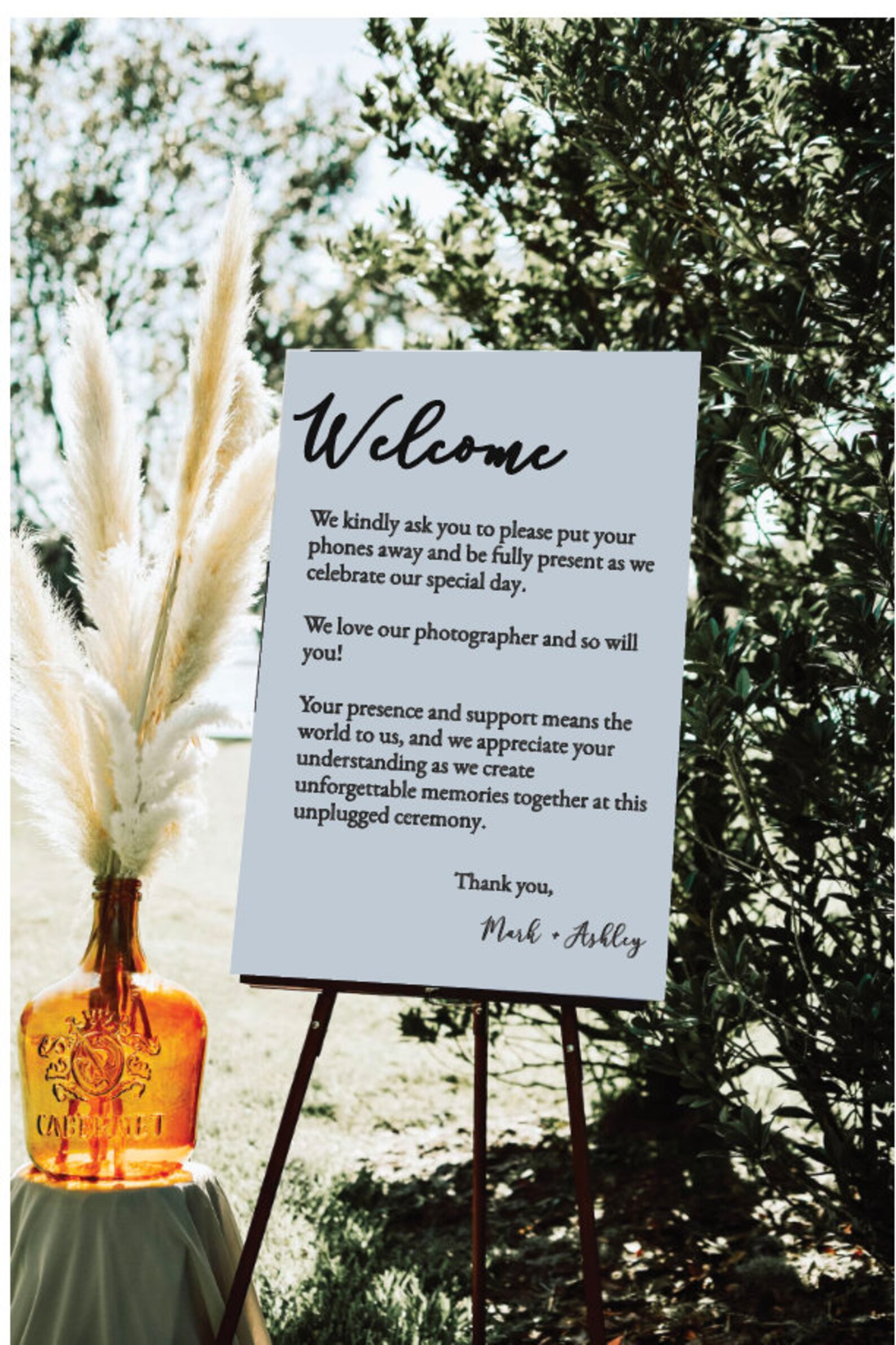 Personalized Unplugged Ceremony Signs! No Phones Wedding Templett ...