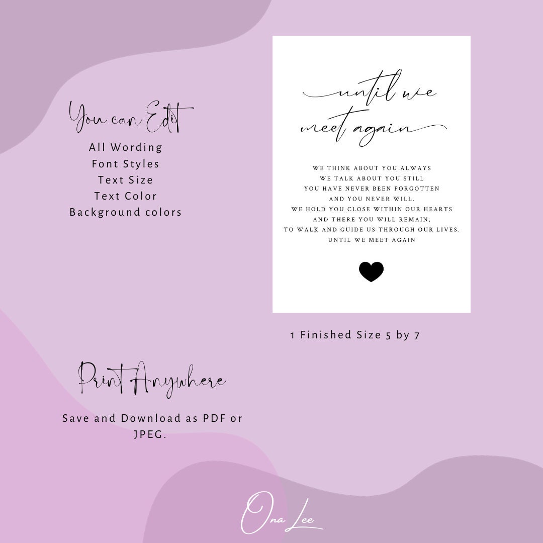 In Loving Memory Sign Honor the Deceased Sign Celebration - Etsy