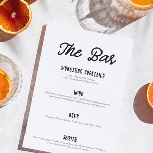 Customizable Bar Menu Template for Weddings and Events - Etsy