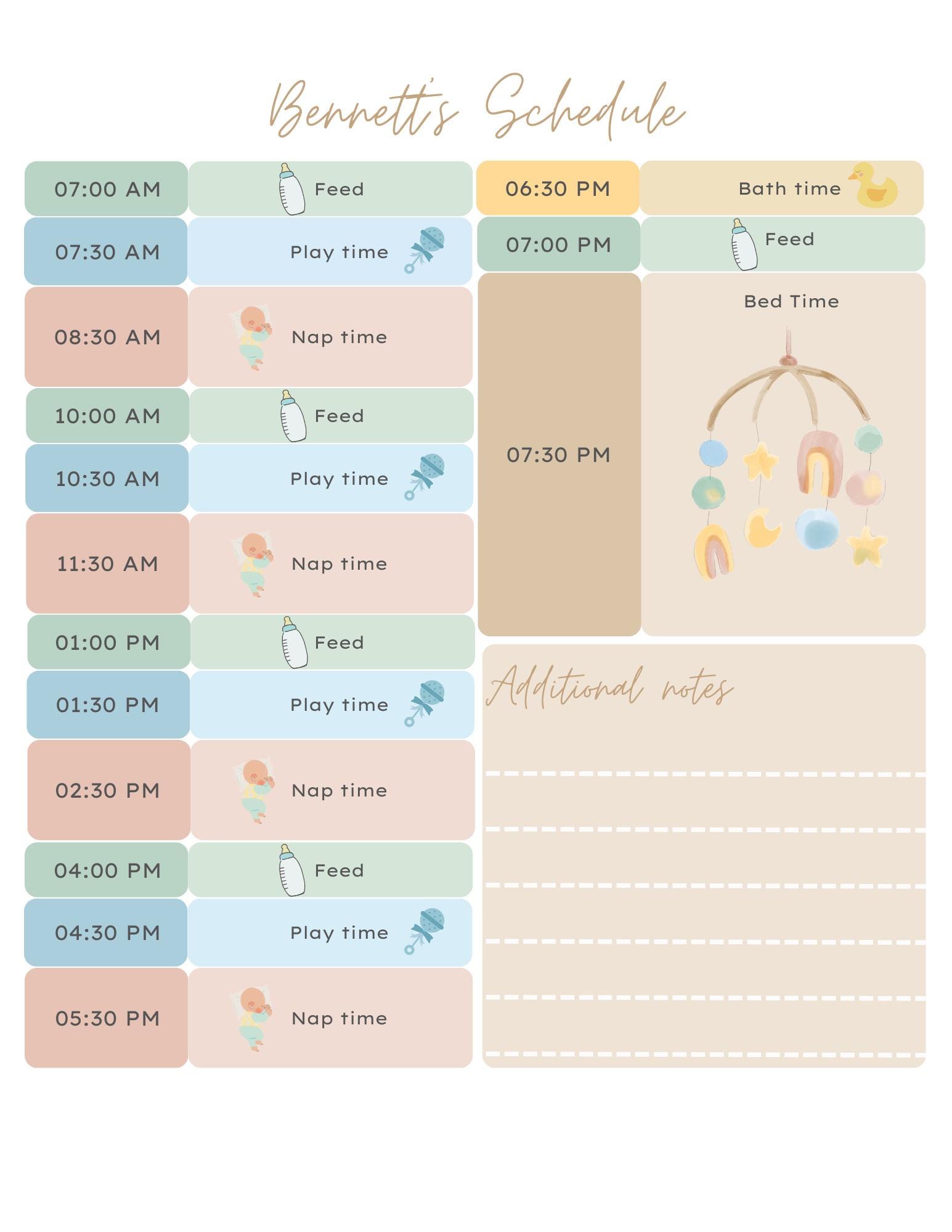 Customizable Baby Schedule | Baby Routine Tracker | Digital Baby ...