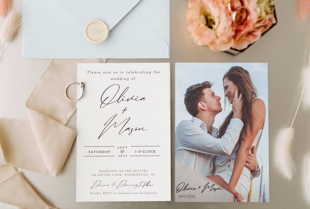 Customizable Wedding Invitation Template | Editable Minimalist Wedding ...