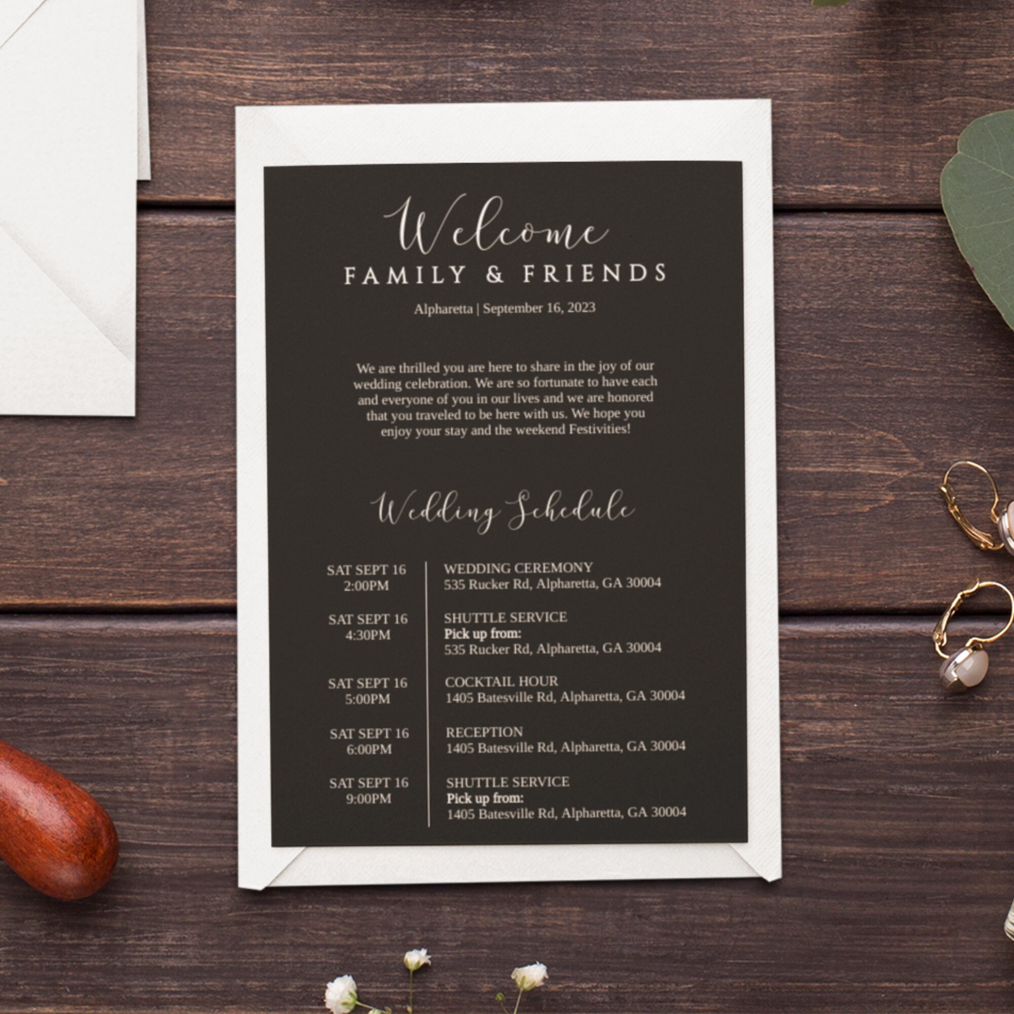 Customizable Wedding Welcome Note and Schedule - Etsy
