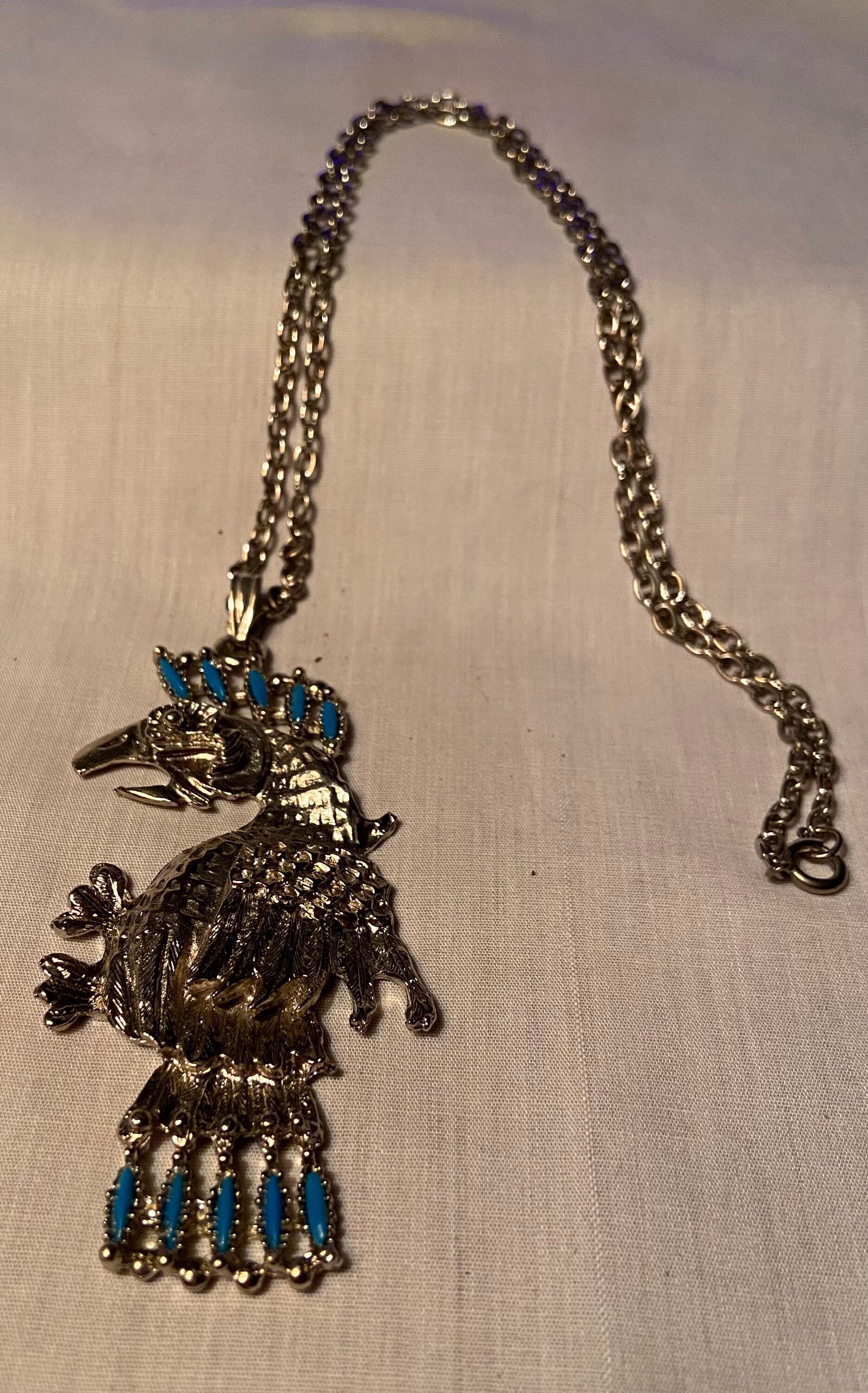 Native American Style Phoenix Bird, Turquoise Large Phoenix Pendant ...
