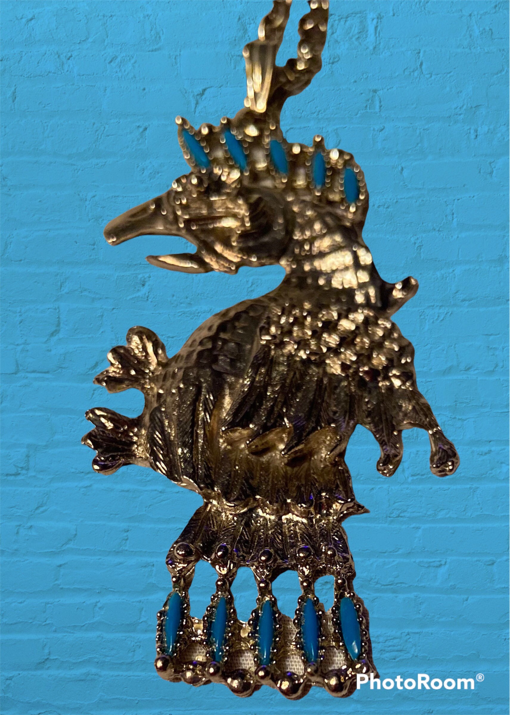 Native American Style Phoenix Bird, Turquoise Large Phoenix Pendant ...
