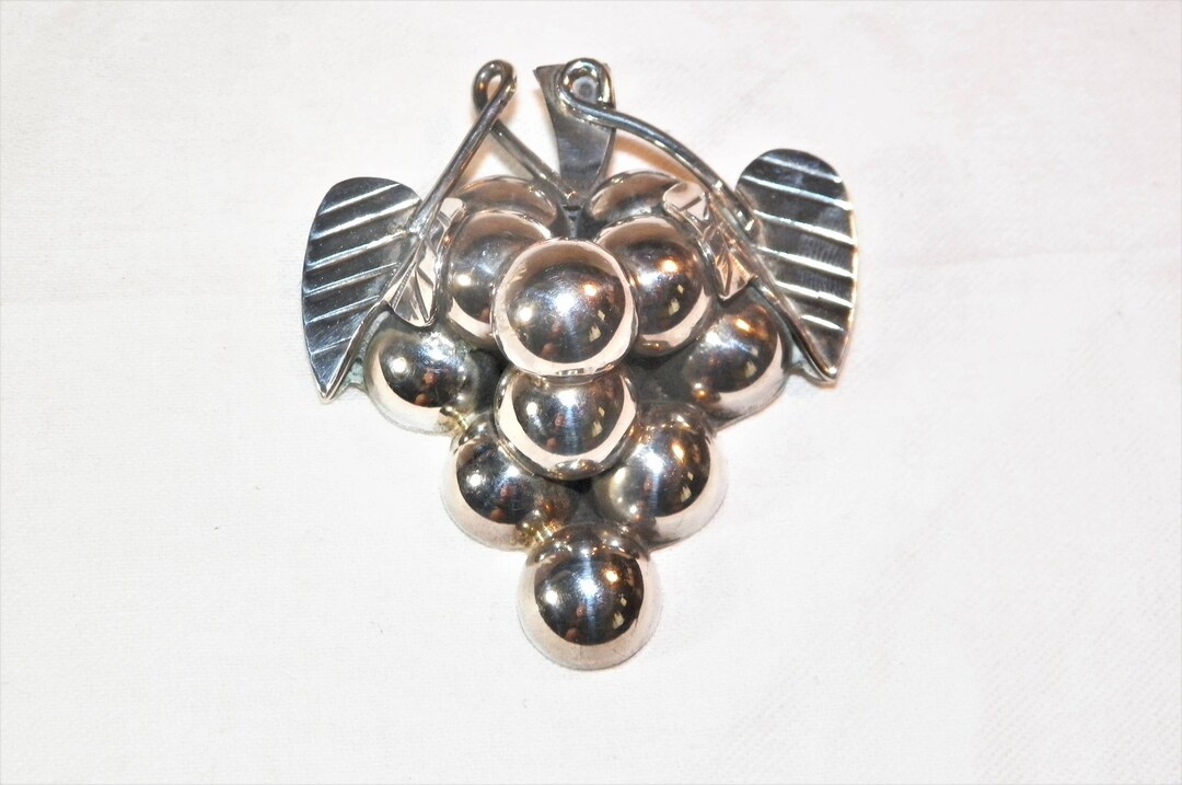 Sterling Silver Grape Bushel Pendant/pin, 925 Designer Grapes Pendant ...