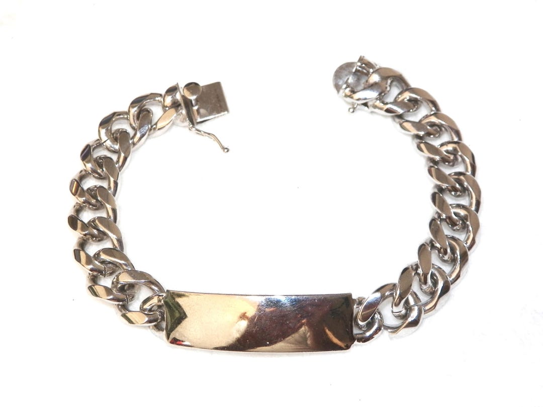 8 Inch 12mm 69 Gram Forstner Sterling Silver Name Tag Bracelet, 925 ...
