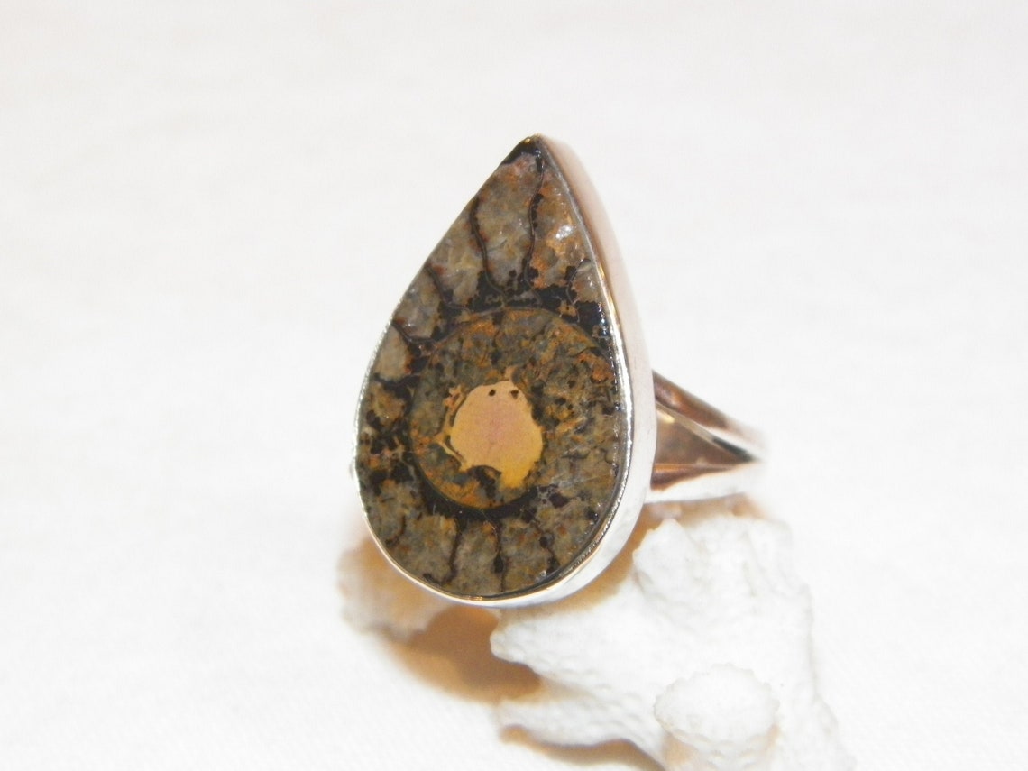 Size 7.5 Sterling Silver Fossil Ring Solid 925 Quality Ring - Etsy