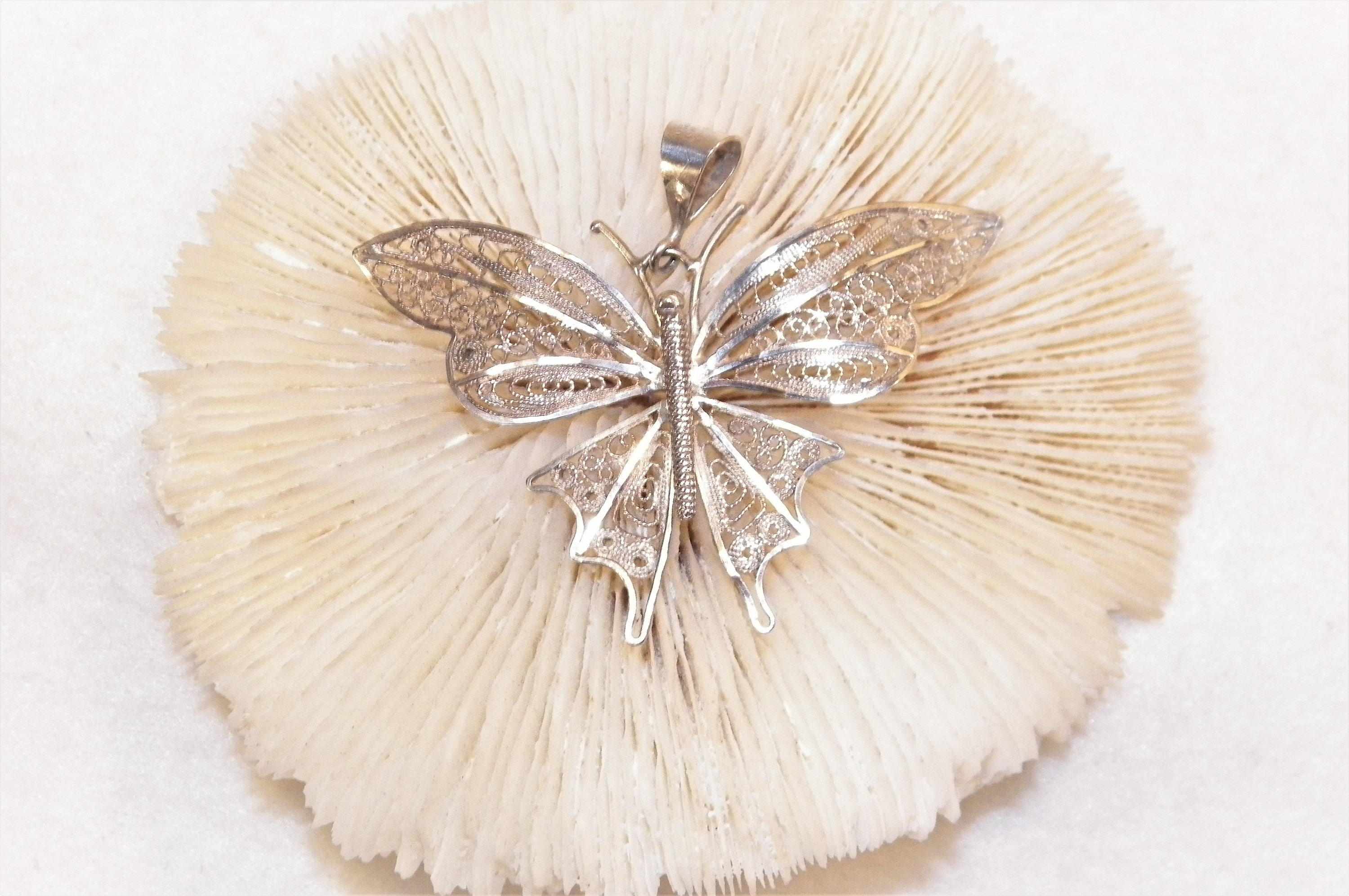 Sterling Silver Filigree Butterfly Pendant, Italian Style - Etsy