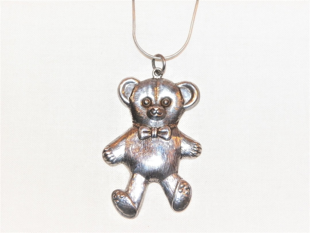 Sterling Silver Teddy Bear Pendant With Italian Chain - Etsy