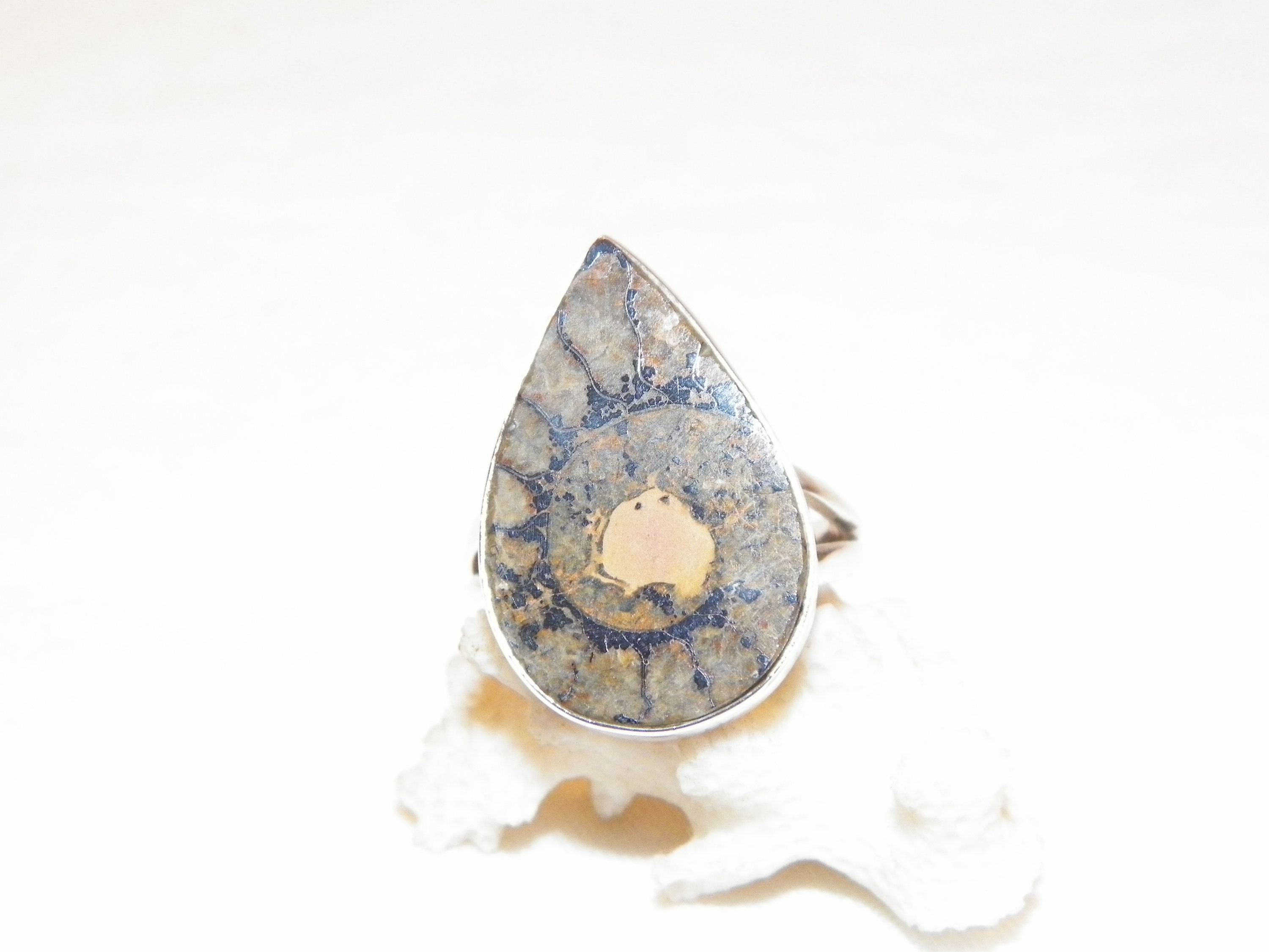 Size 7.5 Sterling Silver Fossil Ring Solid 925 Quality Ring - Etsy