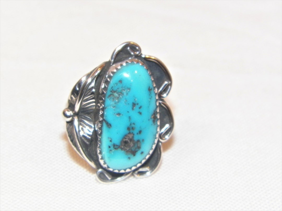 Size 4 Older Native American Sterling Silver Turquose Ring, Solid 925 ...