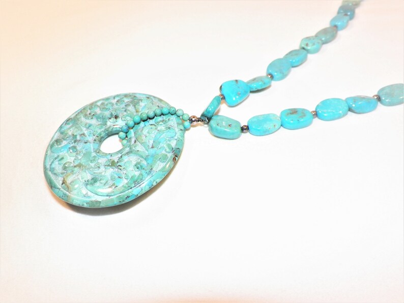 20 Inch 68 Gram Sterling Silver Turquoise Pendant Necklace - Etsy