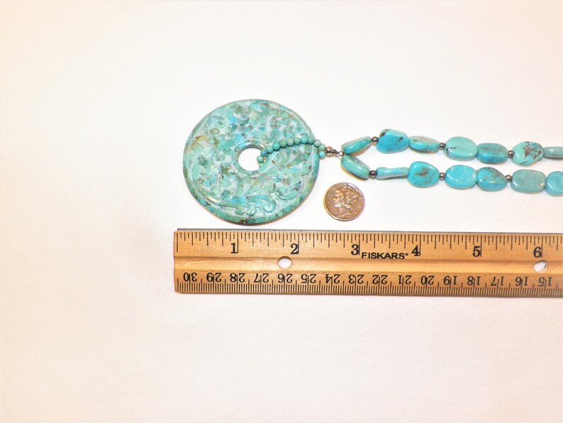 20 Inch 68 Gram Sterling Silver Turquoise Pendant Necklace | Etsy
