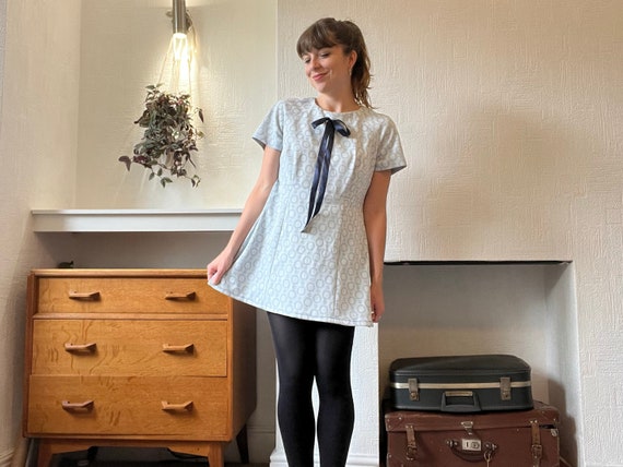 Womens Vintage Preppy Blue And Cream 1960s inspired M… - Gem