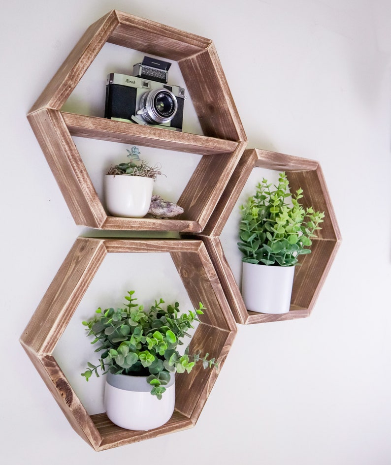 Hexagon Shelf Distressed Hexagon Honeycomb Shelf Boho - Etsy