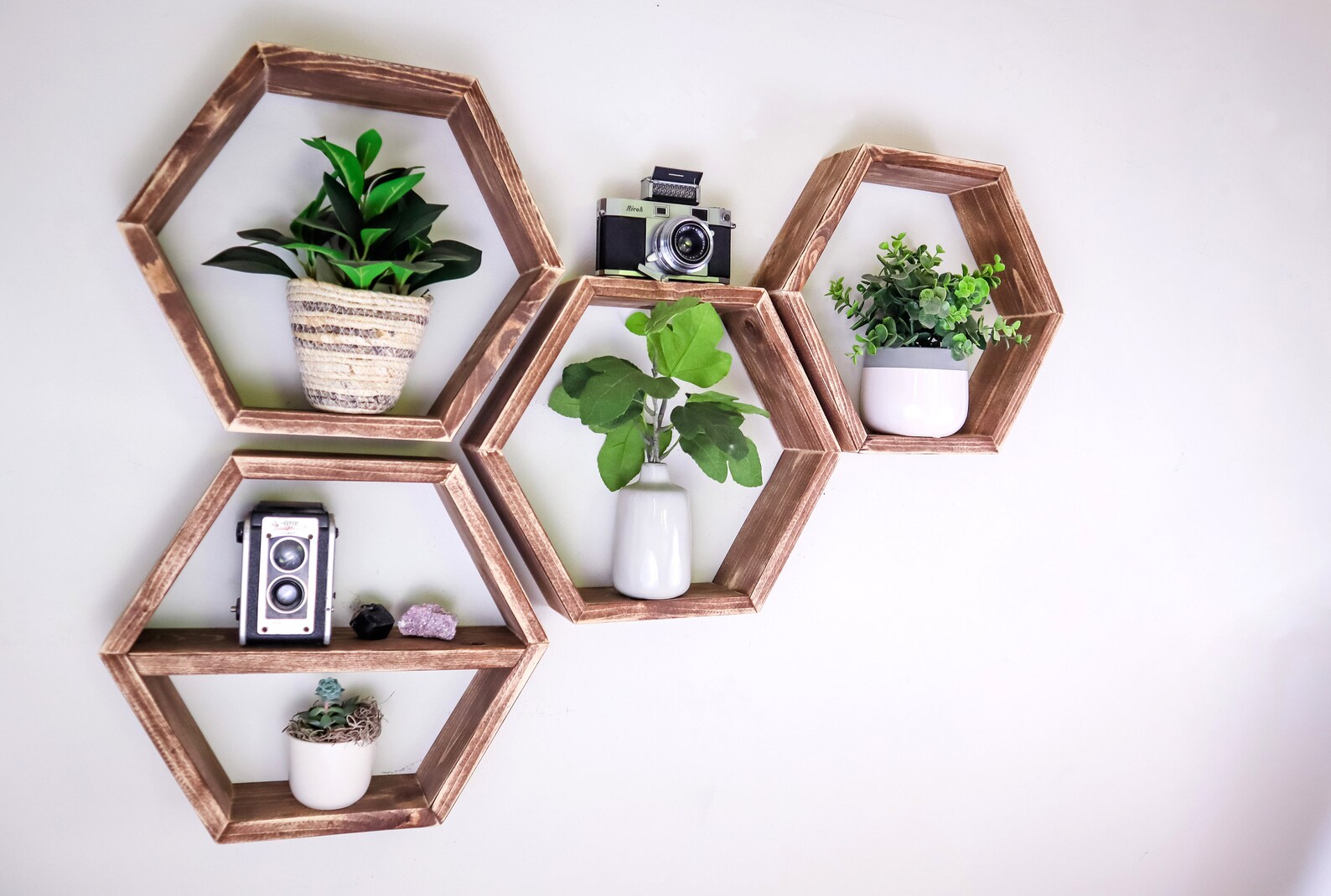 Hexagon Shelf Distressed Hexagon Honeycomb Shelf Boho - Etsy
