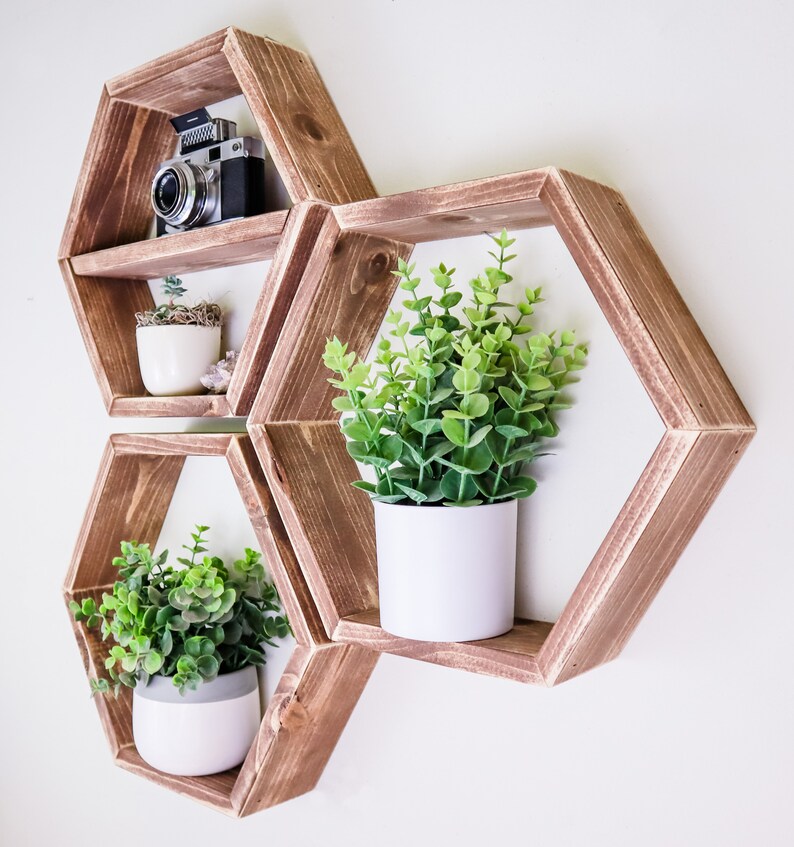 Hexagon Shelf Distressed Hexagon Honeycomb Shelf Boho - Etsy