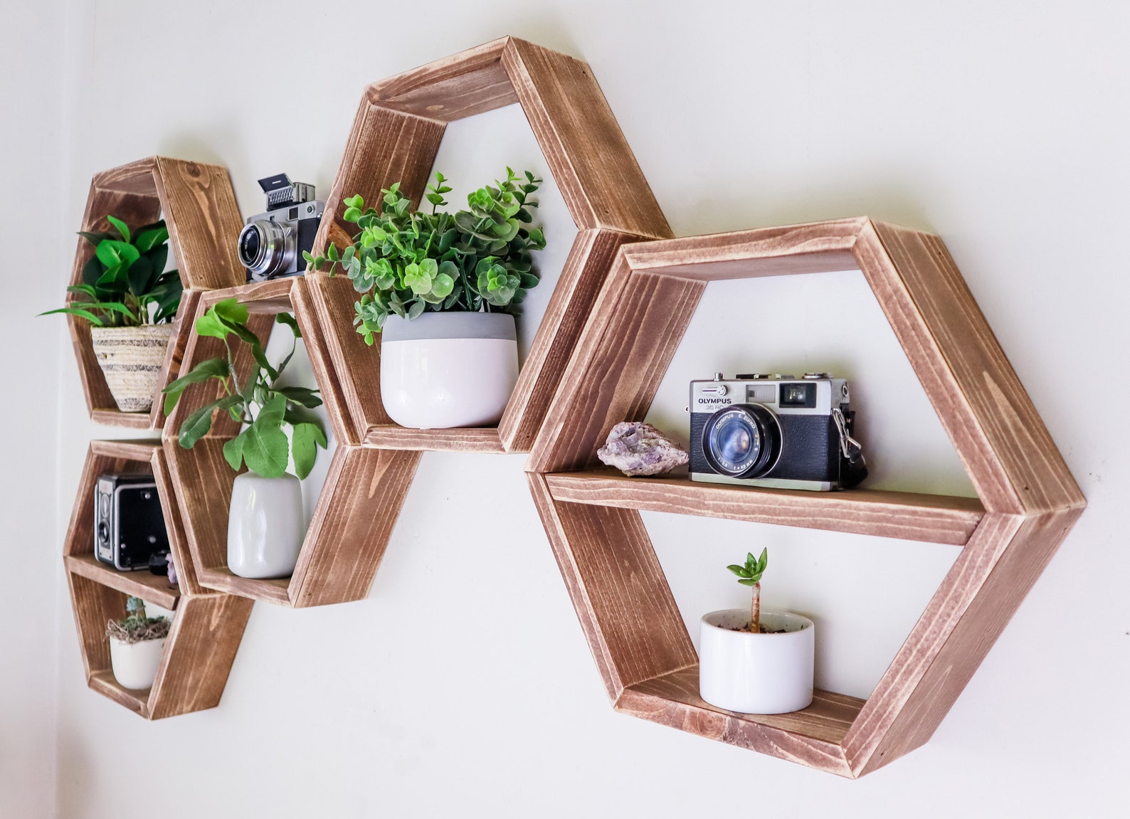 Hexagon Shelf Distressed Hexagon Honeycomb Shelf Boho - Etsy