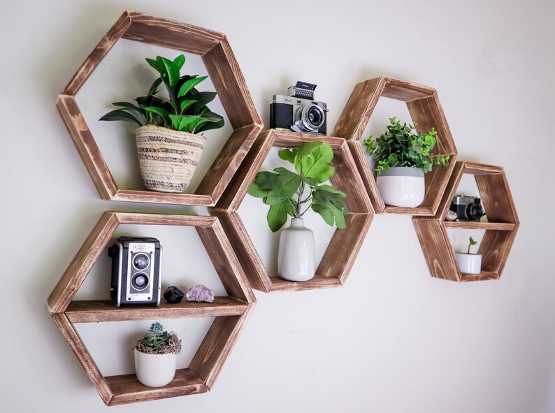 Hexagon Shelf Distressed Hexagon Honeycomb Shelf Boho - Etsy