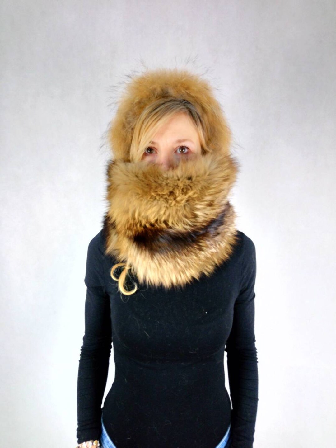 Real Golden Cross Fox Men & Women Snood Cowl - Etsy