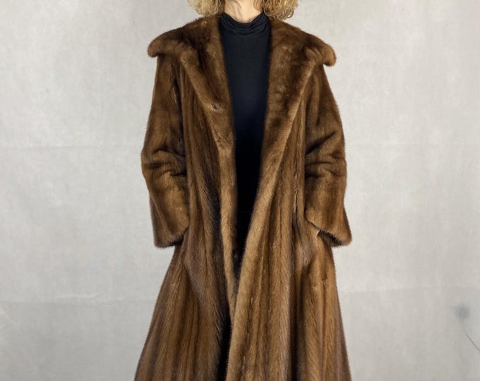 Real Mink Coat / Classic Long Coat / Winter Fur Coat /brown Winter Coat ...