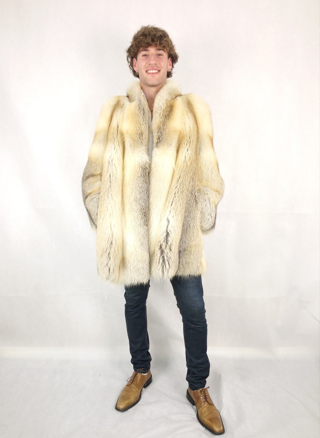 Plus Size Fox Fur Coat/ Preloved Fur Coat /man Fur Coat/ Winter Real ...