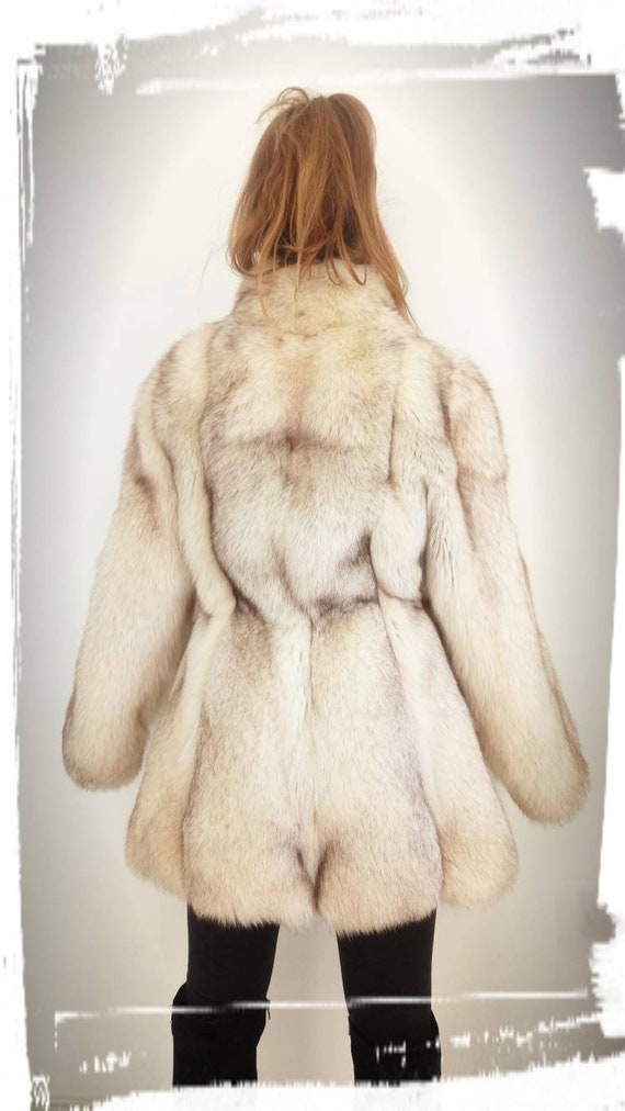 White fox fur coat MEDIUM size/ vintage fox fur coat/… - Gem