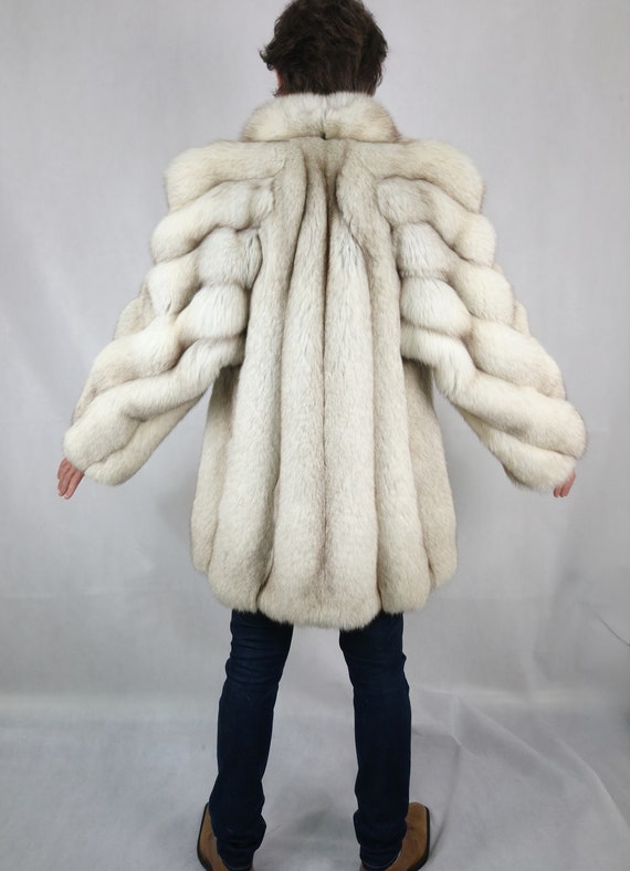 Plus Size fox fur coat / White real fox fur coat / Pr… - Gem