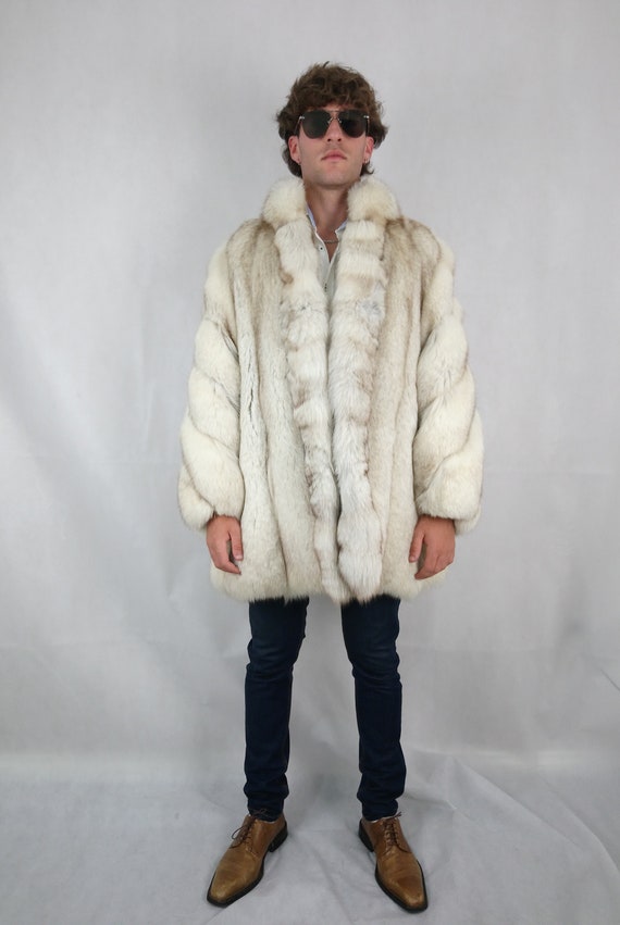 Plus Size fox fur coat / White real fox fur coat / Pr… - Gem