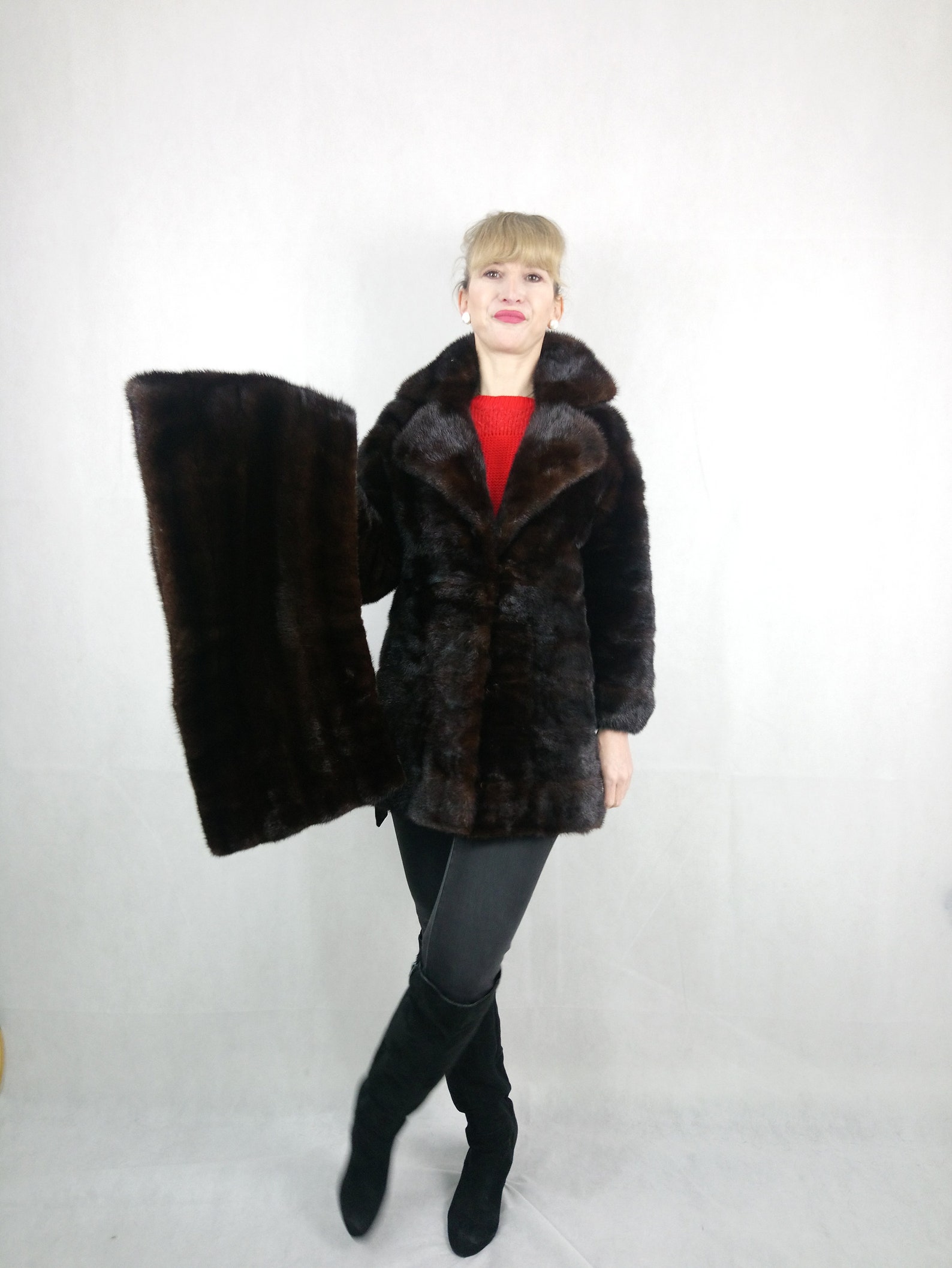 Real Mink Fur Coat Chocolate Brown. Size SMALL. Brown Real - Etsy