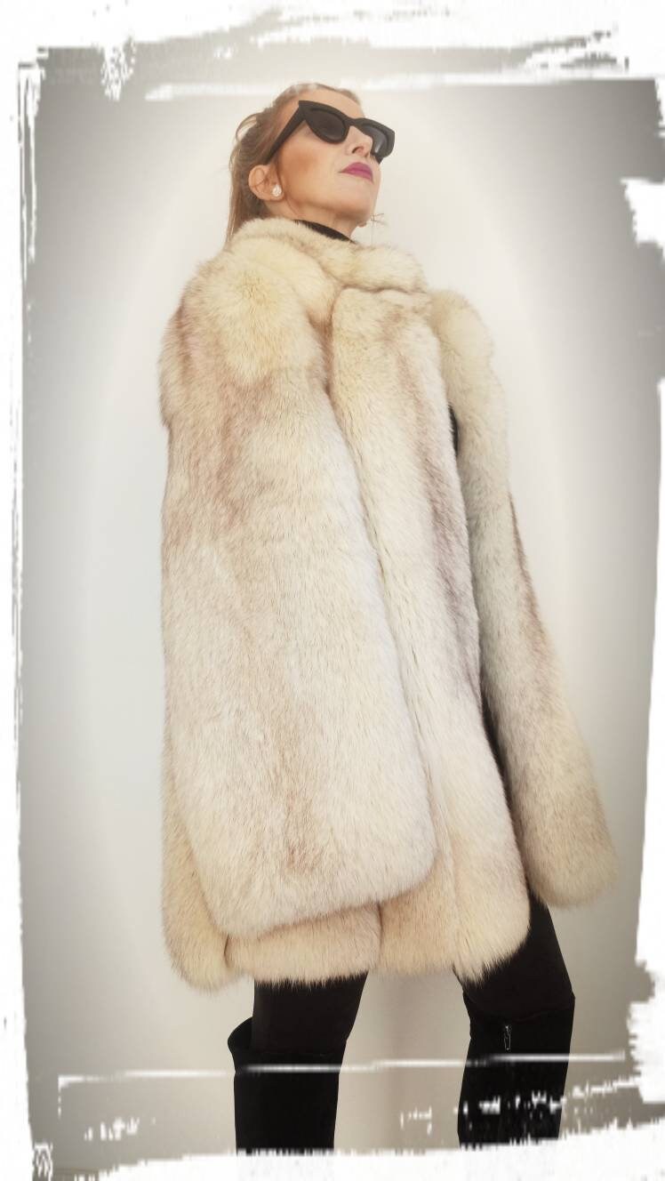 White Fox Fur Coat MEDIUM Size/ Vintage Fox Fur Coat/ Winter - Etsy