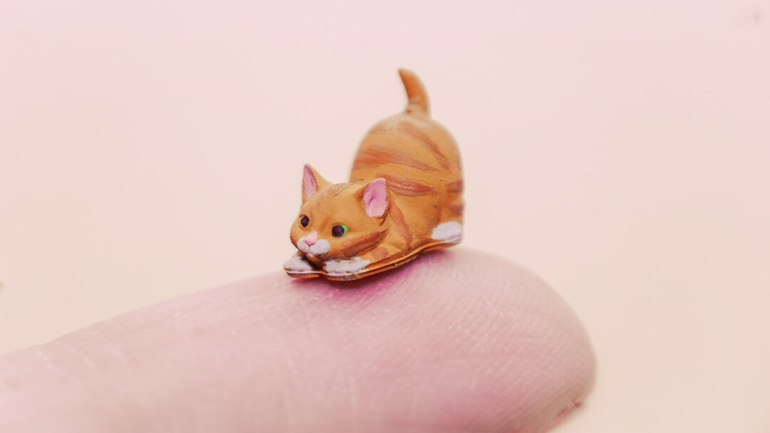 Tiny Pouncing Orange Tabby KITTEN Miniature- 1:24 G Scale - Hand ...