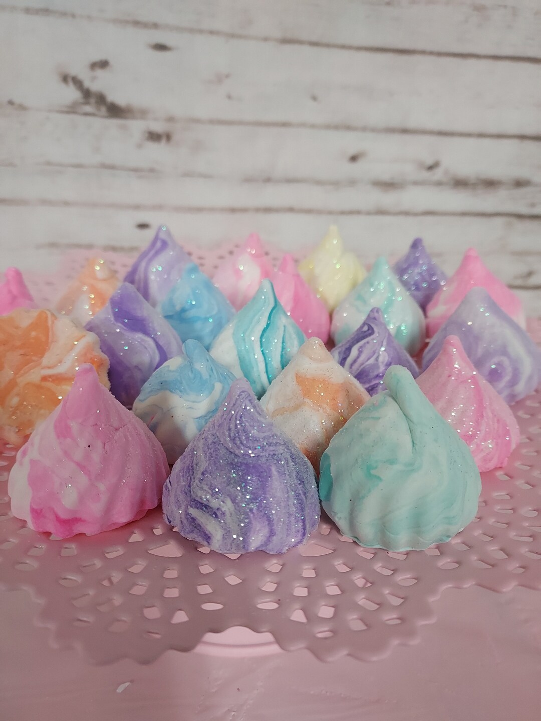 Set of 3 Fake Large Swirled Glittered Marbled Kisses, Fake Large Kisses ...