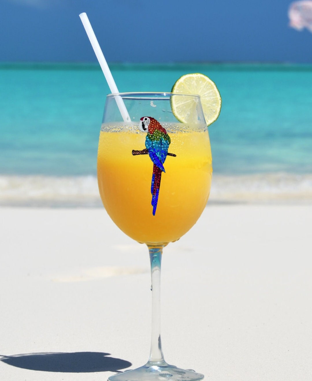 The Queens Jewels - Parrot Jeweled Wine Glass - Unique Tropical ...