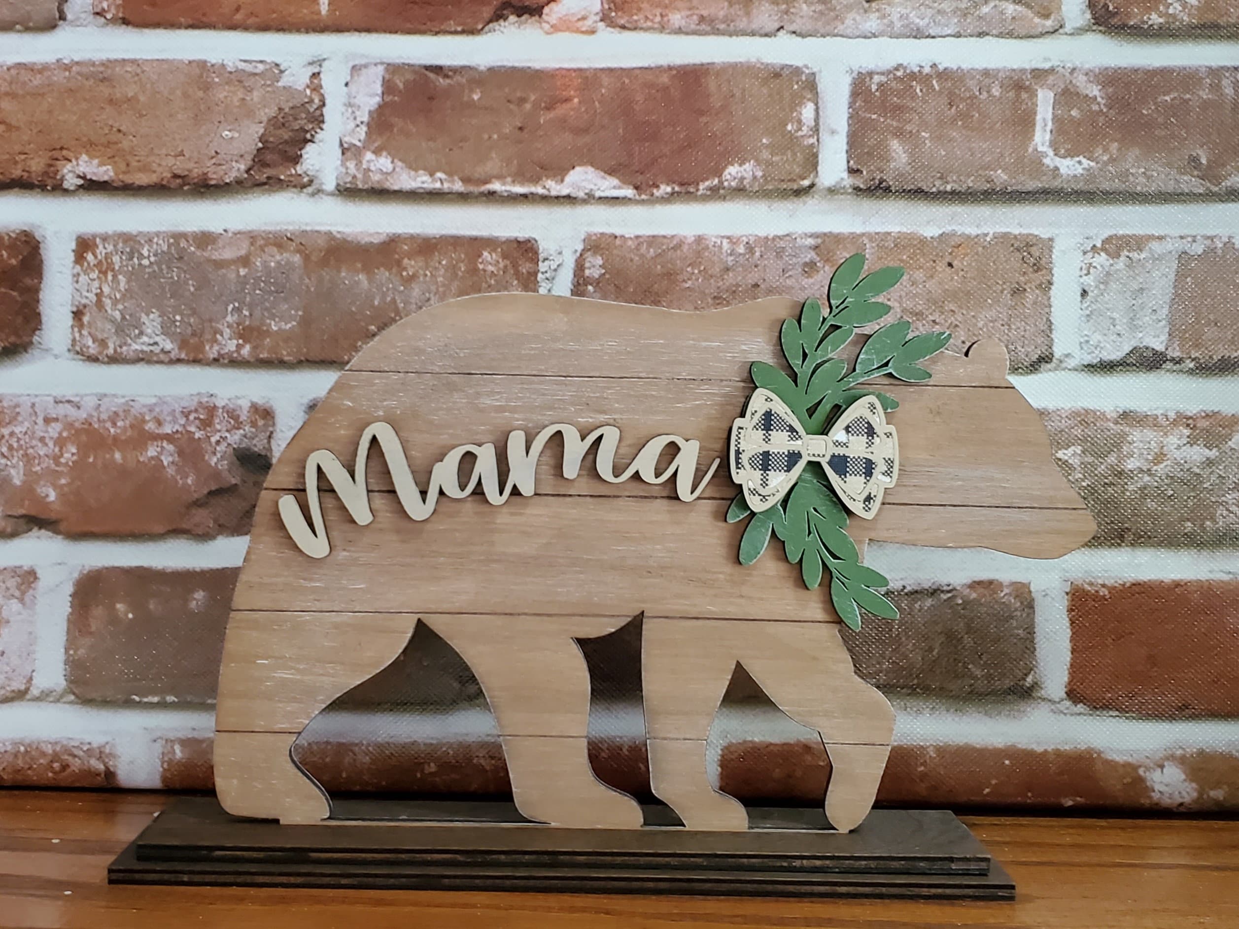 Personalized Mama Bear With Cubs Shelf Sitter Rustic Mama - Etsy