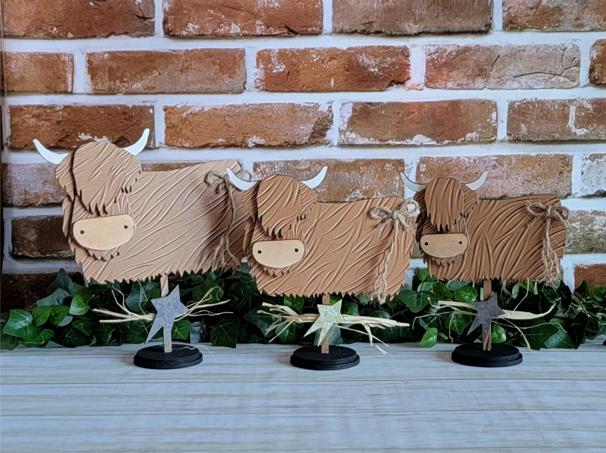 Highland Cow Shelf Sitters, Farmhouse Cow Shelf Decor - Etsy