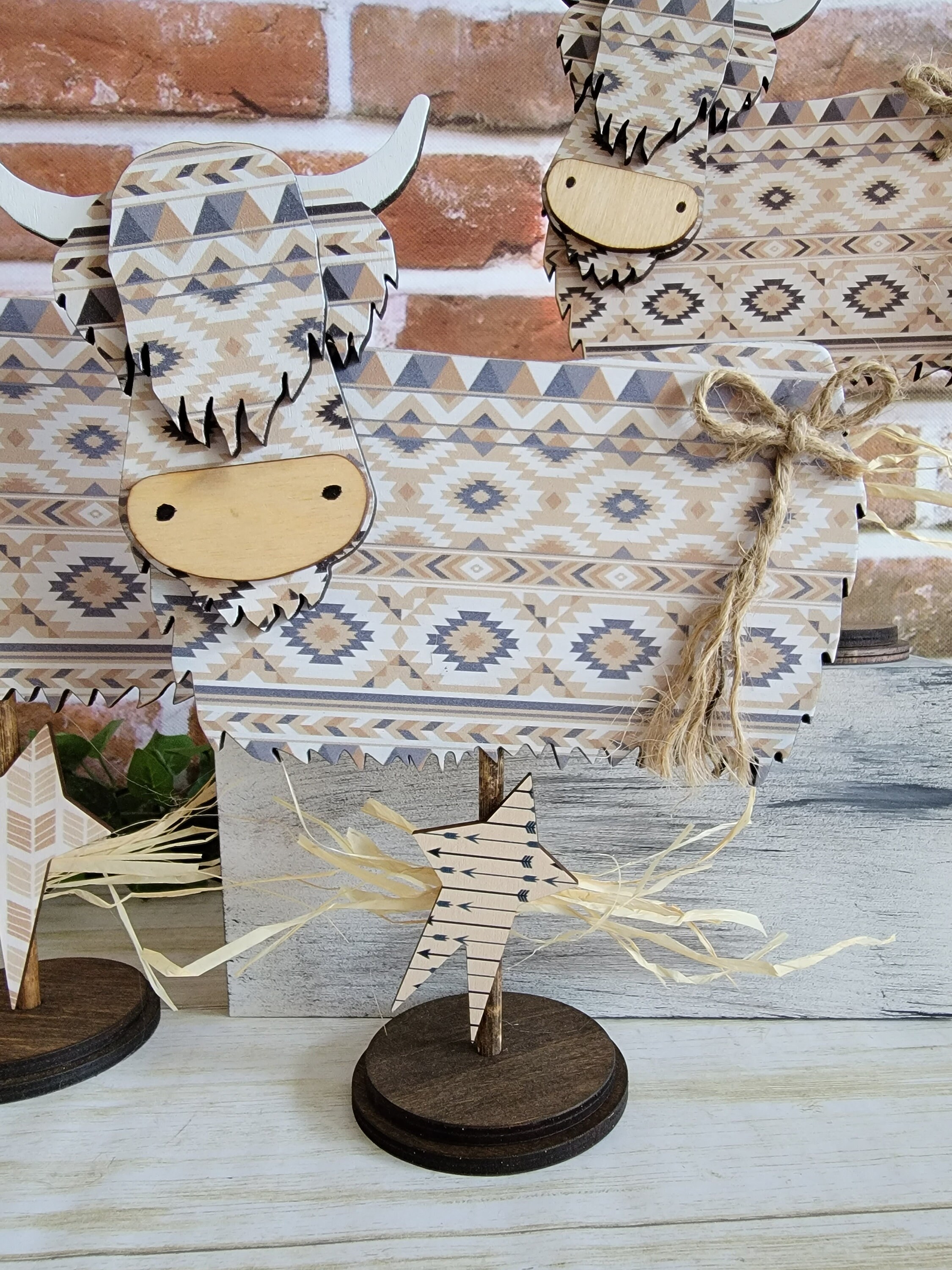 Highland Cow Shelf Sitters, Farmhouse Cow Shelf Decor - Etsy