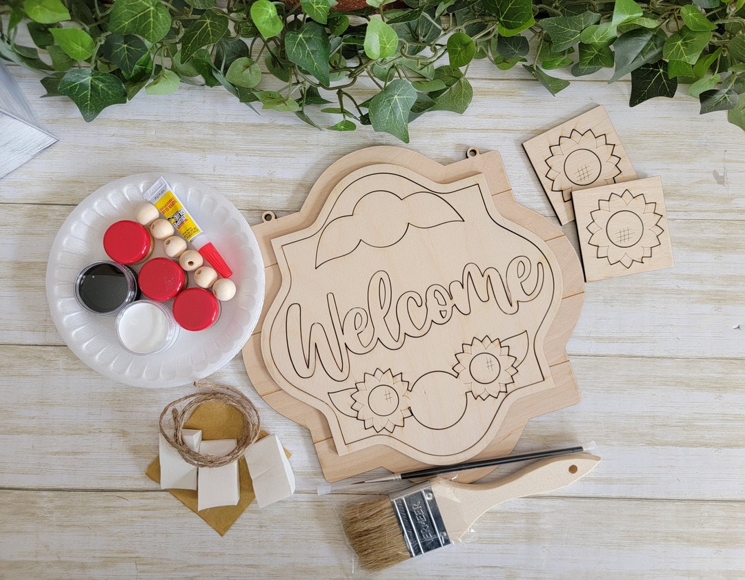 Shiplap Sunflower Welcome Sign DIY Paint Kit - Etsy