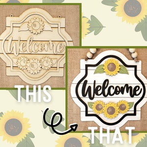 Shiplap Sunflower Welcome Sign DIY Paint Kit - Etsy