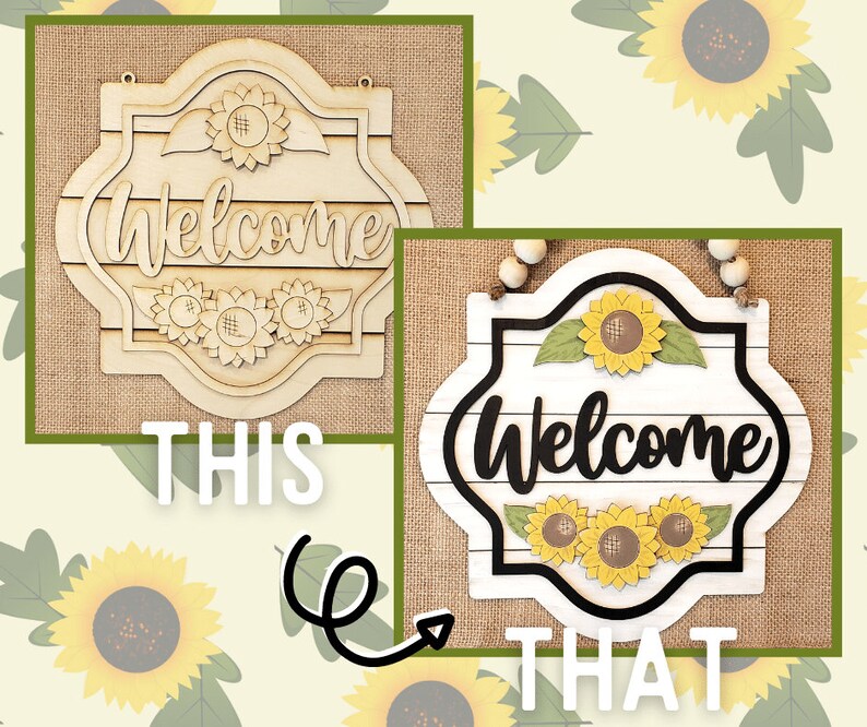 Shiplap Sunflower Welcome Sign DIY Paint Kit - Etsy