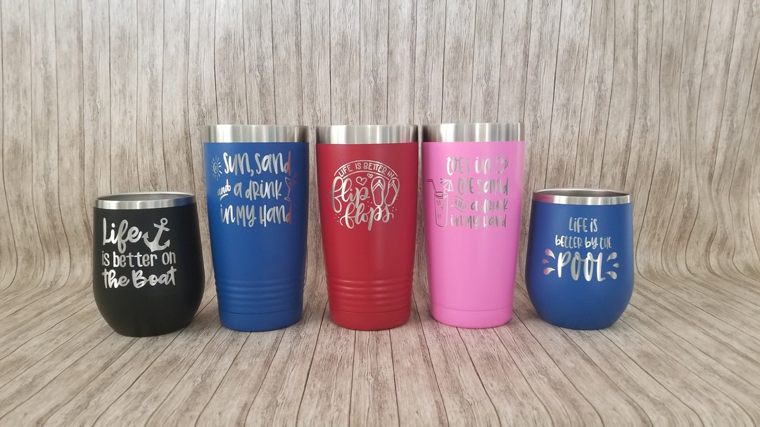 Custom Engraved Summertime Insulated Drink Cup - Etsy