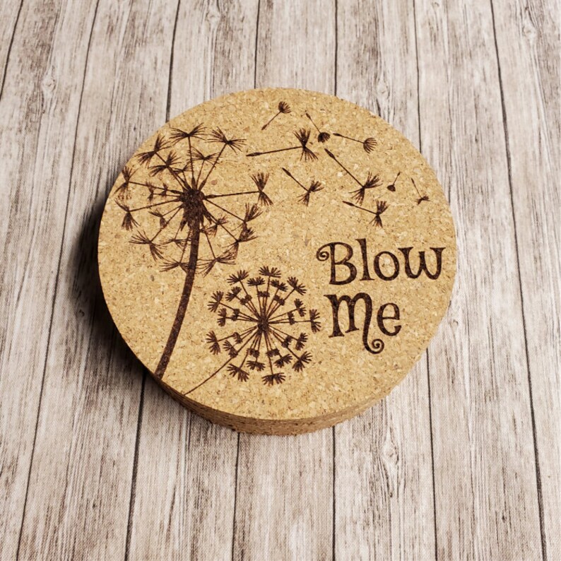 Dandelion Flower Blow Me Laser Engraved Cork Coaster Set - Etsy