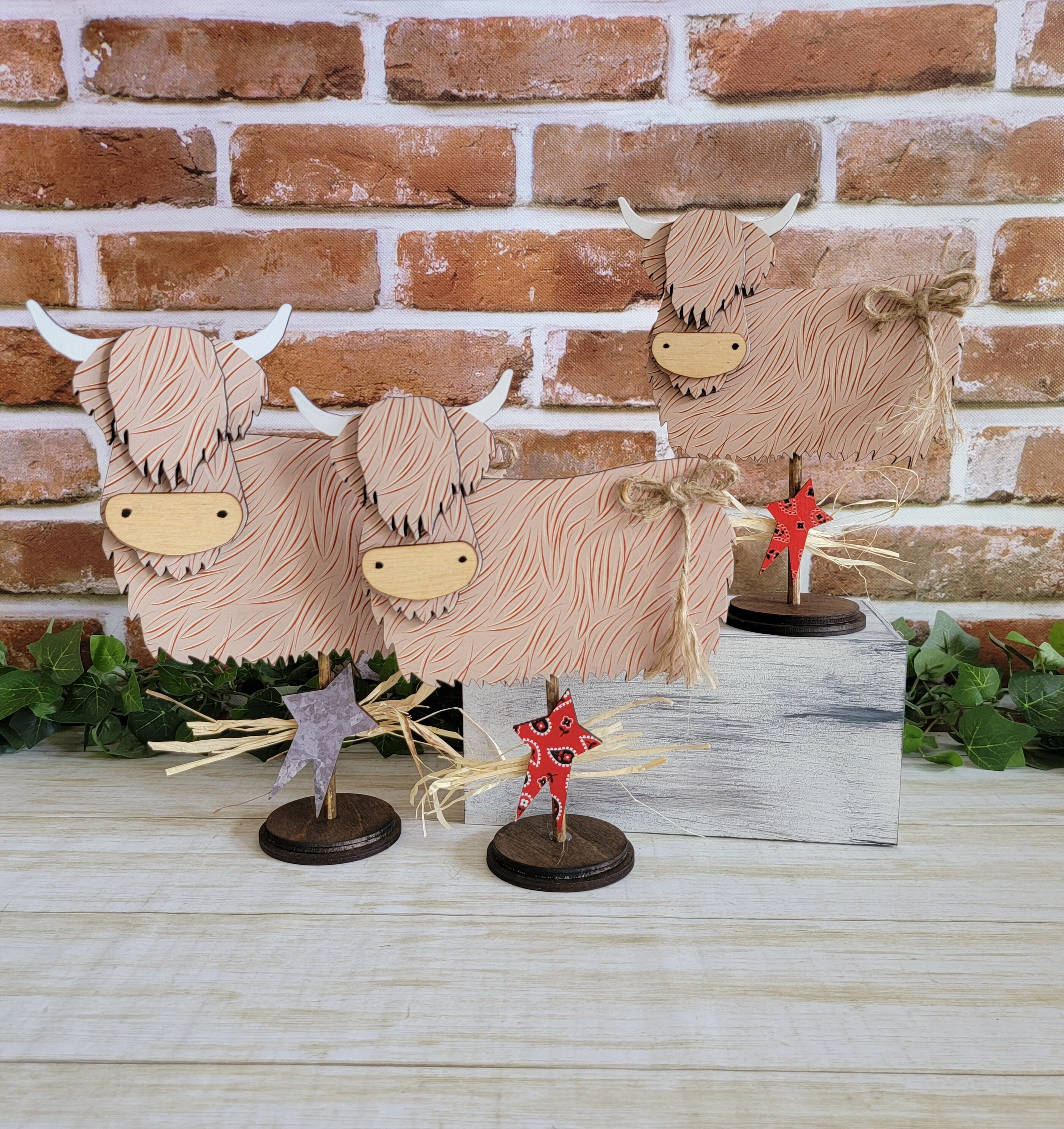 Highland Cow Shelf Sitters, Farmhouse Cow Shelf Decor - Etsy