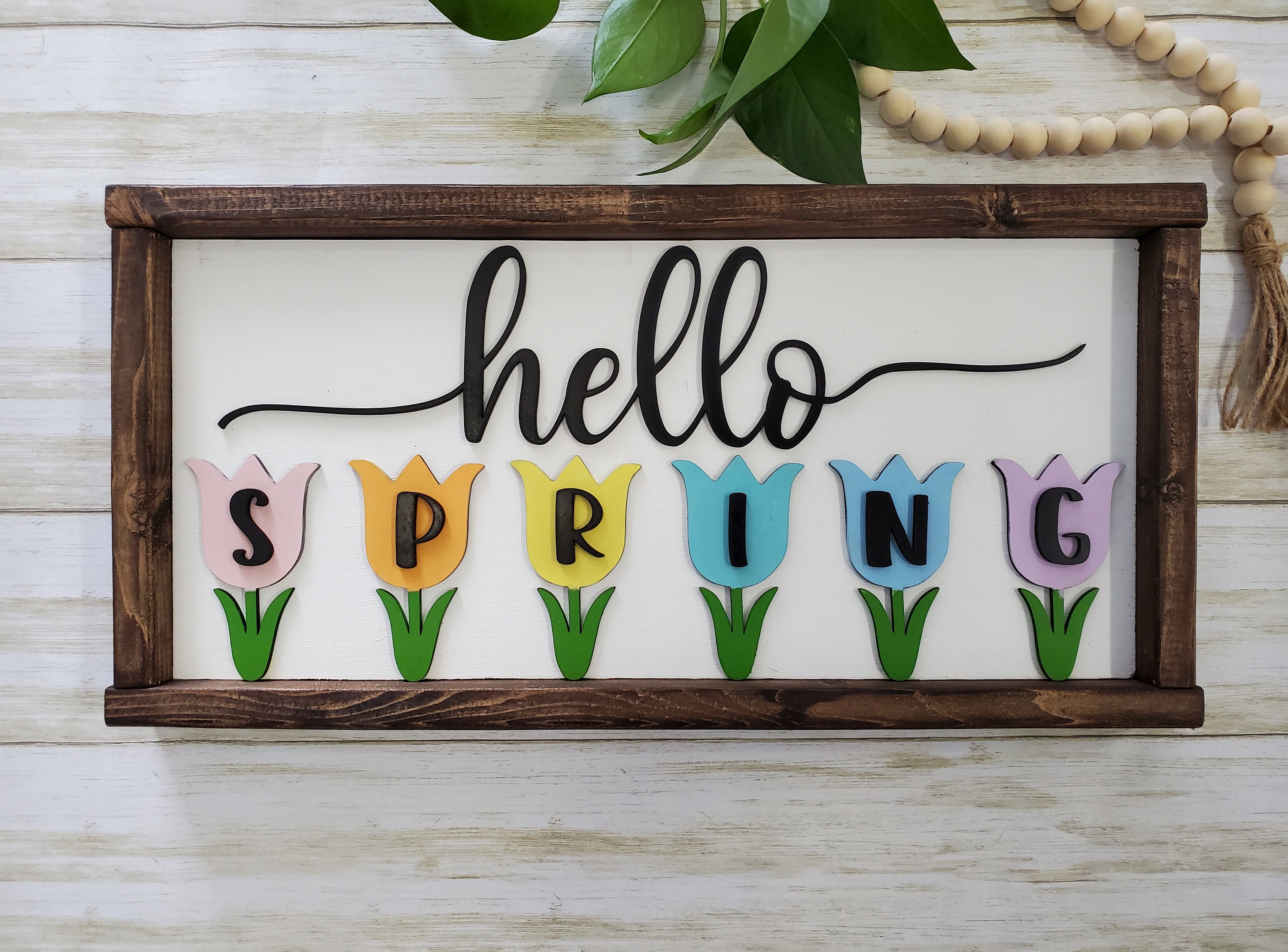 Farmhouse Hello Spring Sign Country Spring Tulips Sign - Etsy