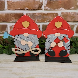 Fire Fighter Gnome, Fireman Gnome Shelf Sitter - Etsy