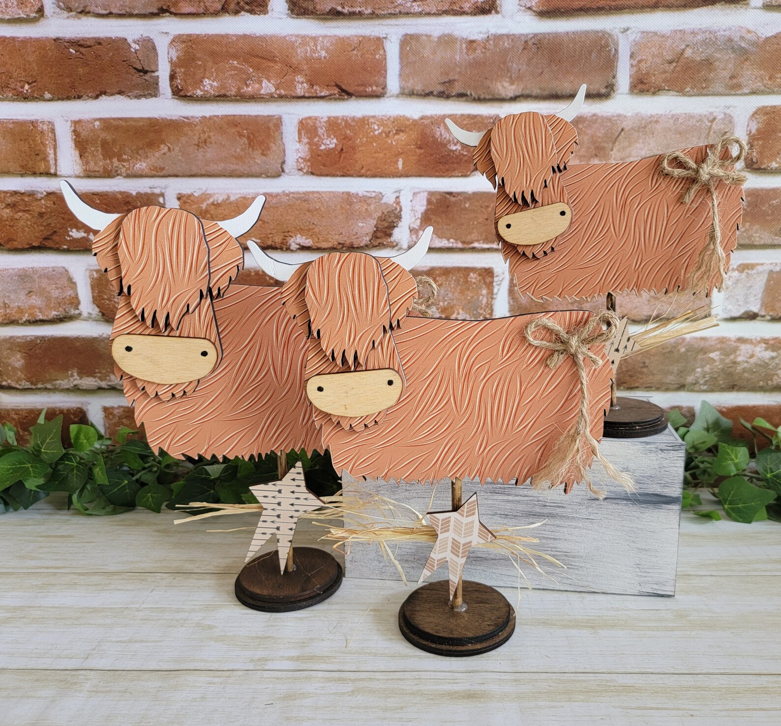 Highland Cow Shelf Sitters, Farmhouse Cow Shelf Decor - Etsy