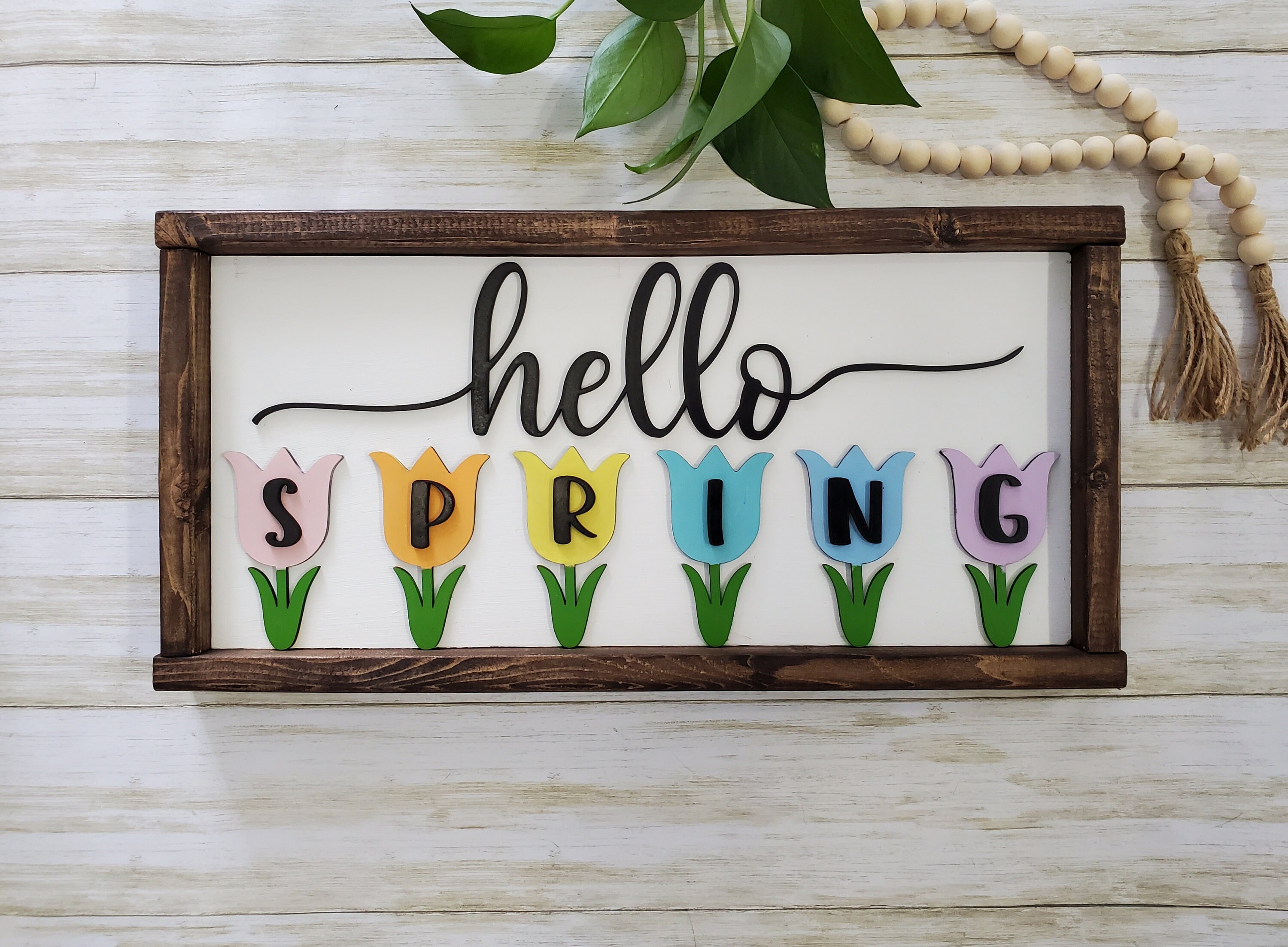 Farmhouse Hello Spring Sign Country Spring Tulips Sign - Etsy