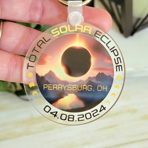Solar Eclipse 2024 Keychain, Eclipse Keepsake, Custom Keychain - Etsy