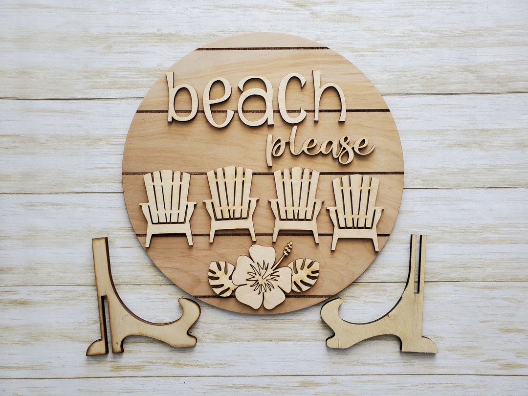 Beach Please Summer Adirondack Chair Sign, DIY Paint Kit, Summer Beach ...